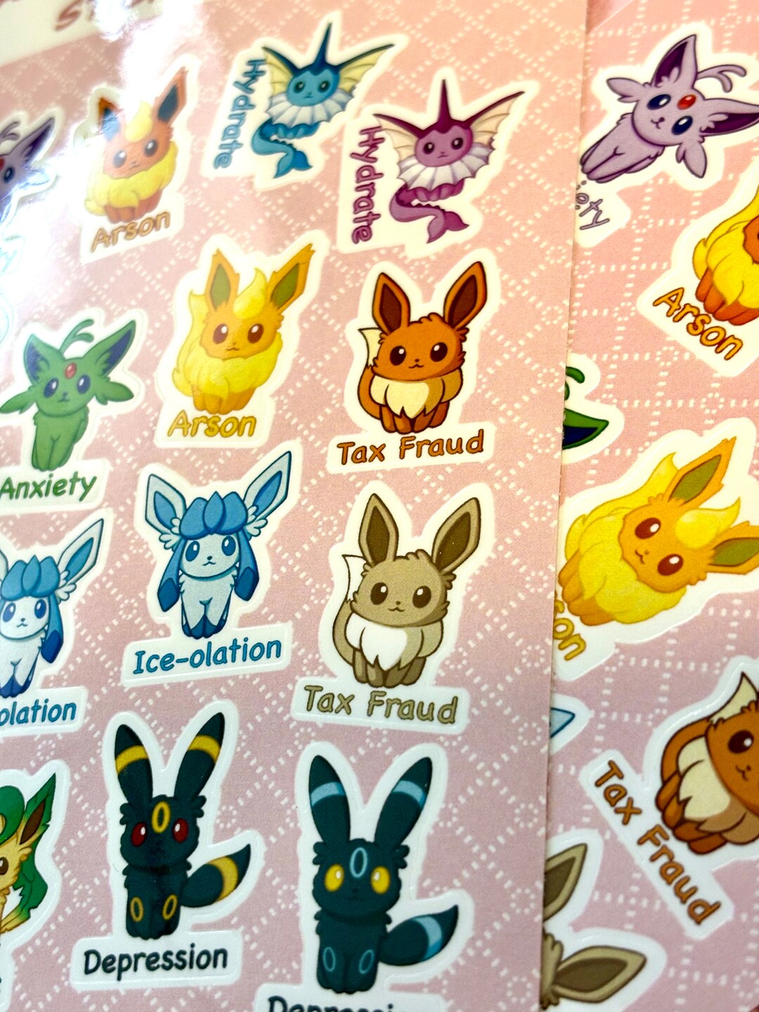 Eeveelution Stickersheet Questionable Self Care Waterproof Vinyl ...