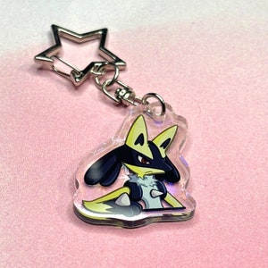 Shiny Double-sided Keychain | Peeking Lucario Fanart - Etsy