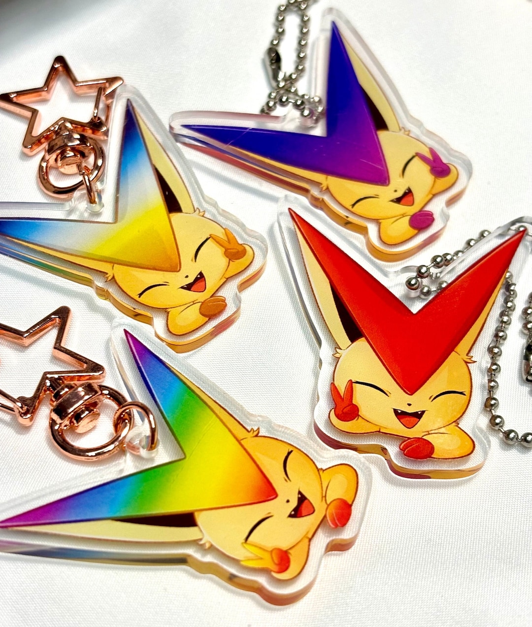 Bisexual & Aroace Victini Keychain LGBTQIA Rainbow Videogame Charms ...