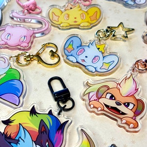 Rainbow Peeking Keychain Charms Fanart of Vulpix, Ninetails, Raichu ...
