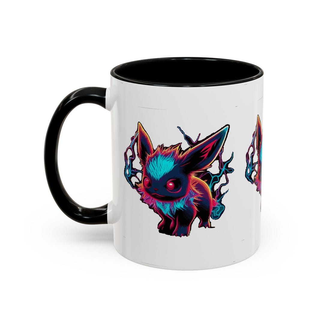 Mug, Animated Fox Creature With Red Eyes ,blue Tuff of Hair, Blue ...