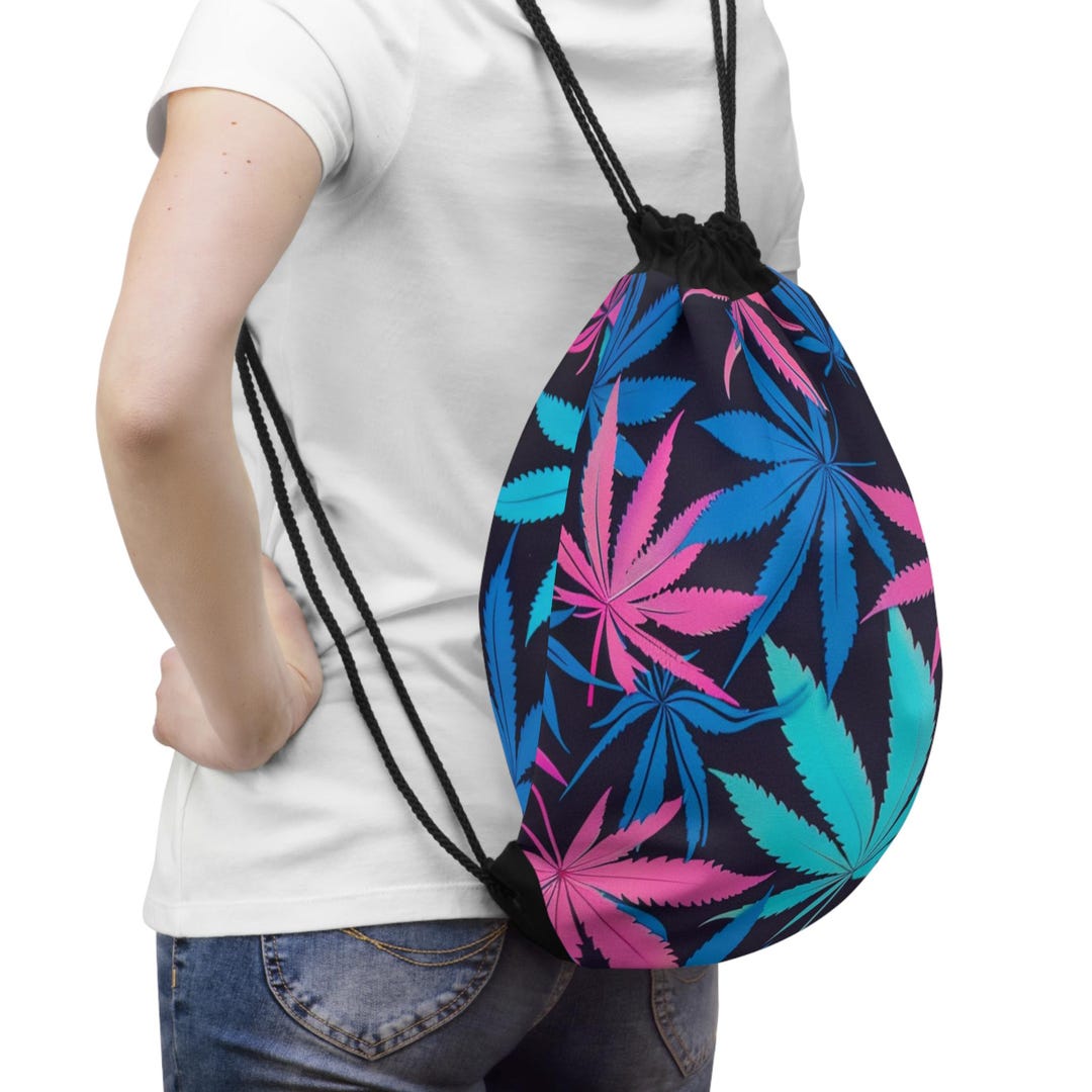 Weed Art Drawstring Bag, Marijuana Leaf Print Backpack, Stoner Gift ...