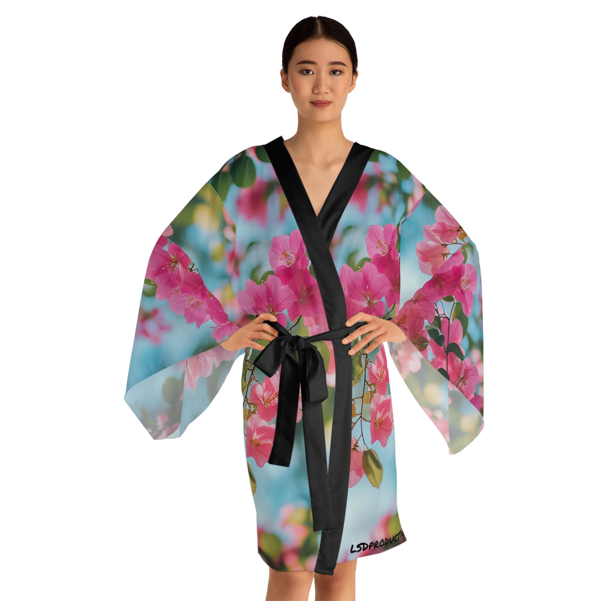 Cherry Blossom Kimono Robe, Japanese Robe, Floral Kimono, Women's ...