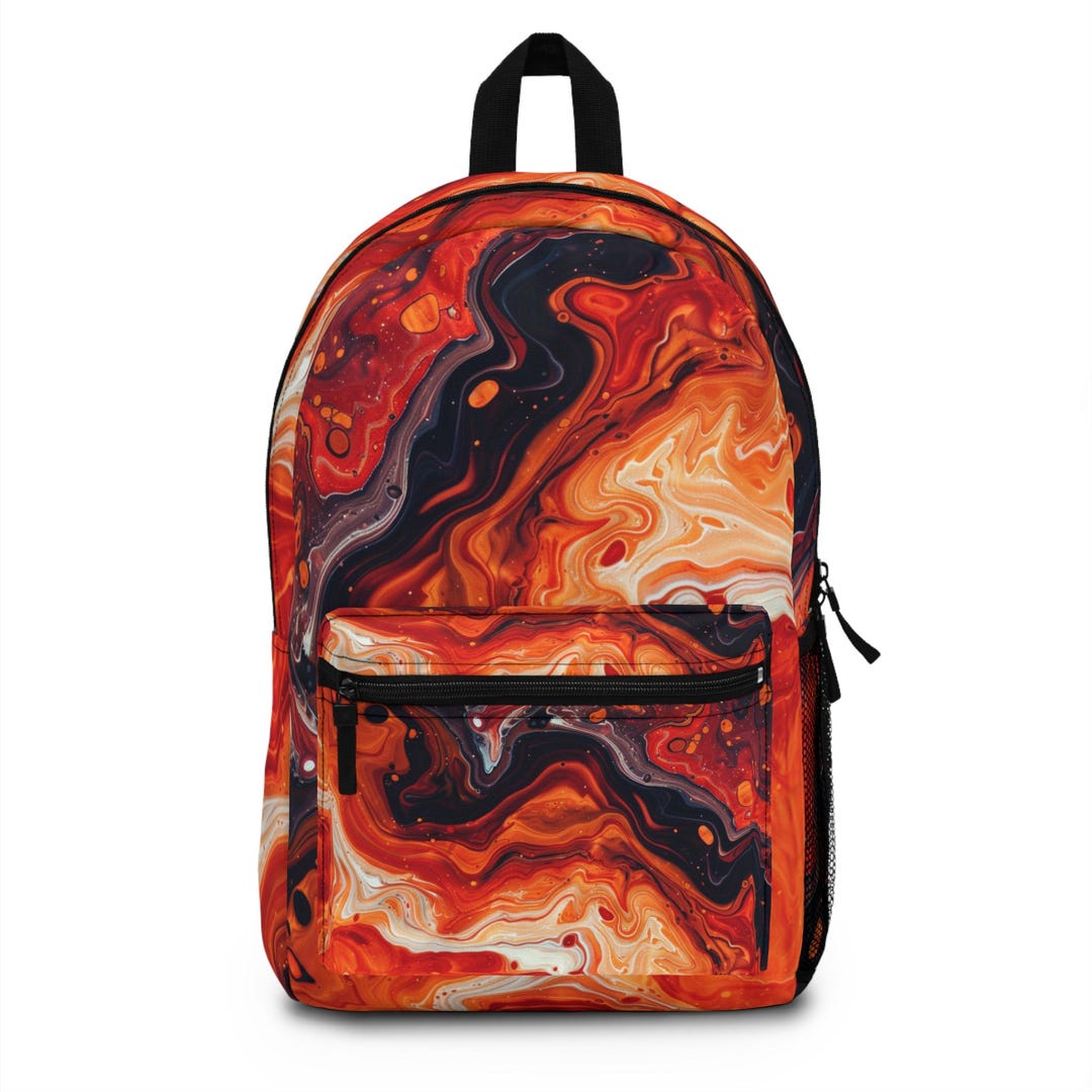 Backpack, Red and Black Swirl Art, Bag for School, Unique Design ...