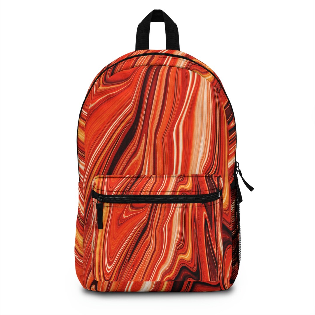 Backpack Art Abstract Art Wavy Art White,orange and Black Lightweight ...