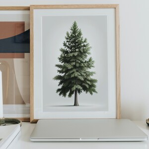 Realistic Evergreen Tree Wall Art Simple Evergreen Tree Painting ...