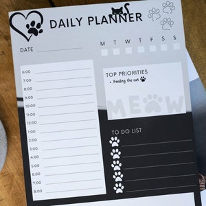 Meow Daily Planner, Cat Lovers Printable Daily Planner, to Do List ...