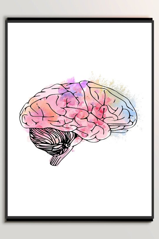 Watercolor Brain Wall Art Print (printable, Canvas, Print Out ...