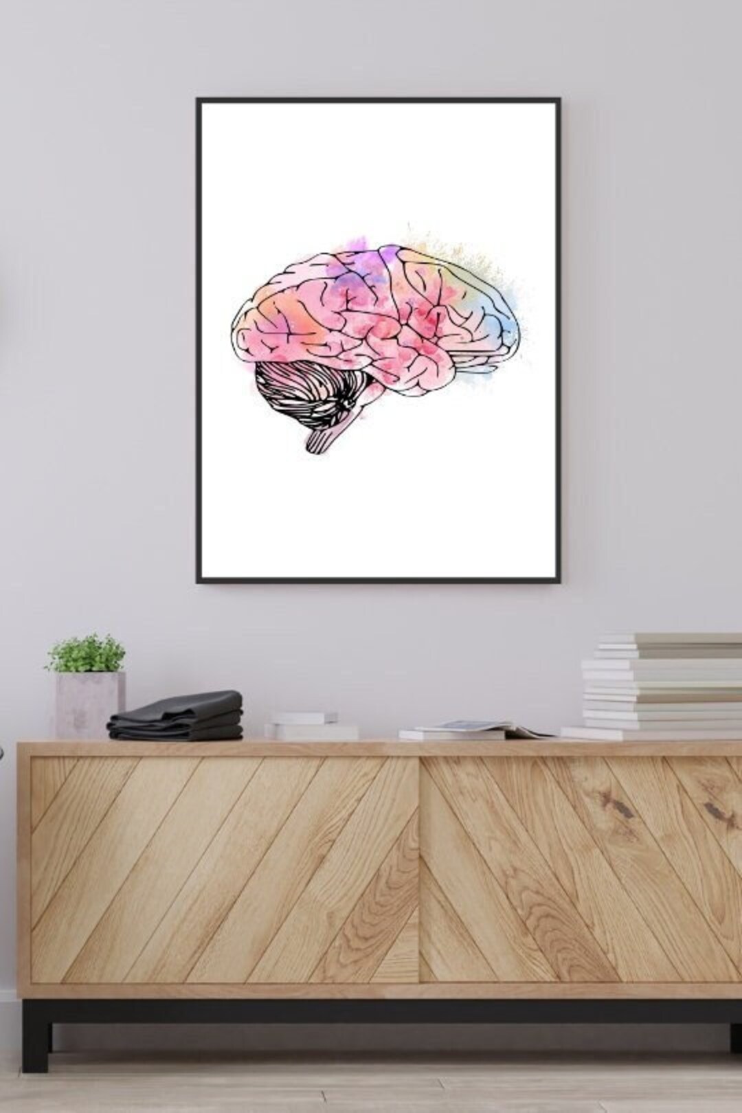 Watercolor Brain Wall Art Print (printable, Canvas, Print Out ...