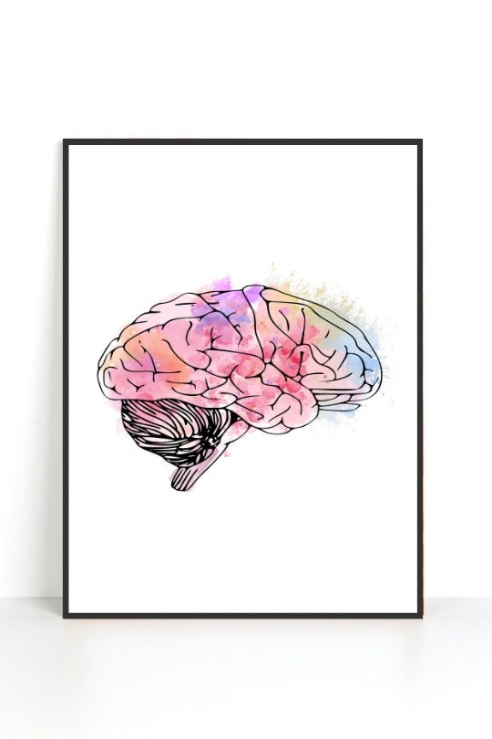 Watercolor Brain Wall Art Print (printable, Canvas, Print Out ...