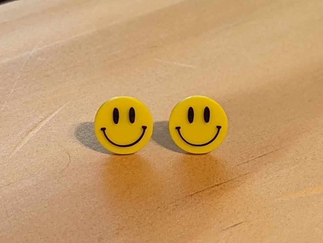 Smiley Face Stud Earrings - Etsy