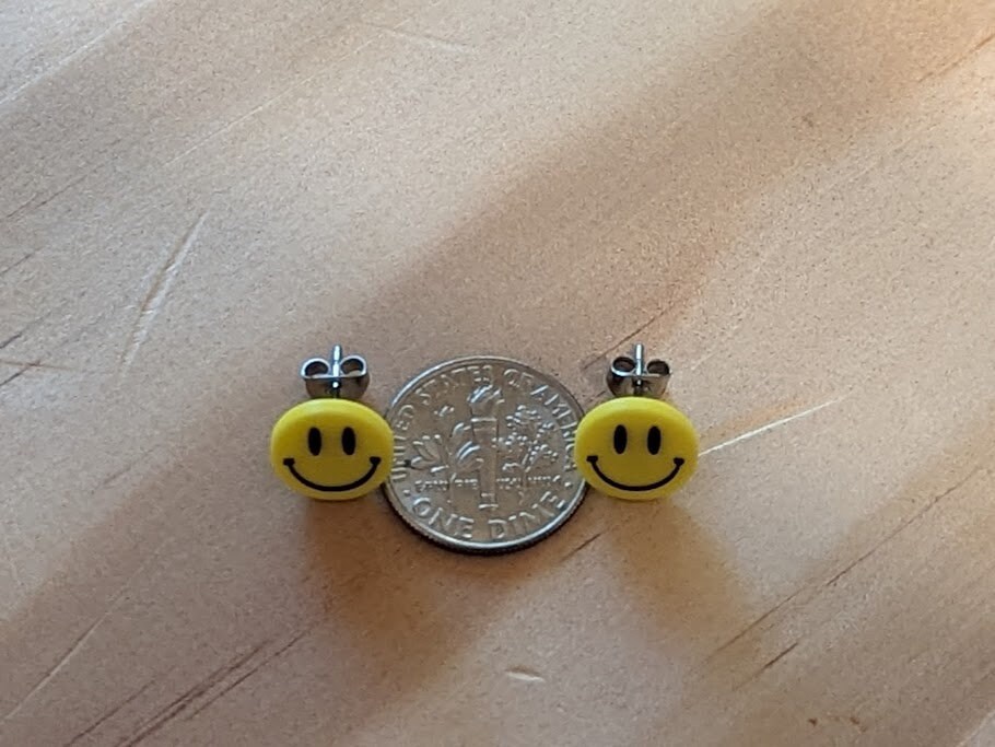 Smiley Face Stud Earrings - Etsy