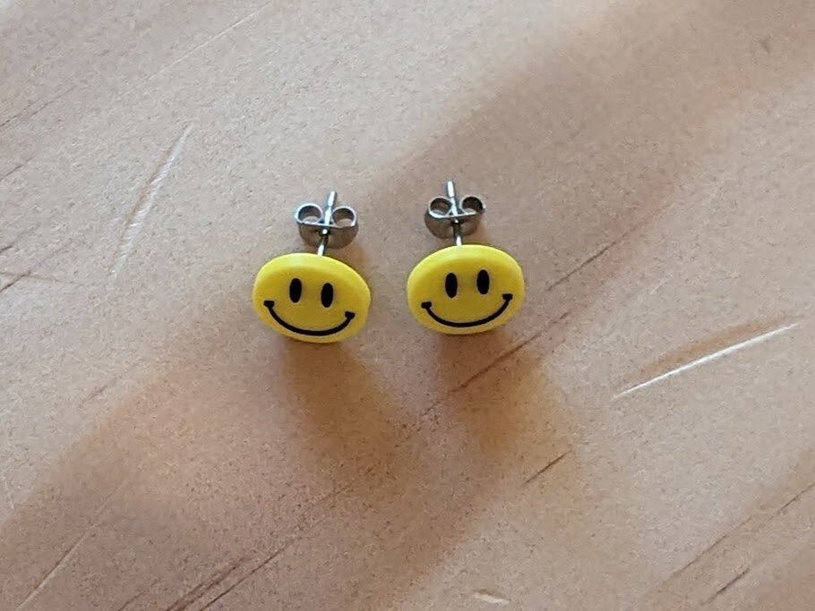 Smiley Face Stud Earrings - Etsy