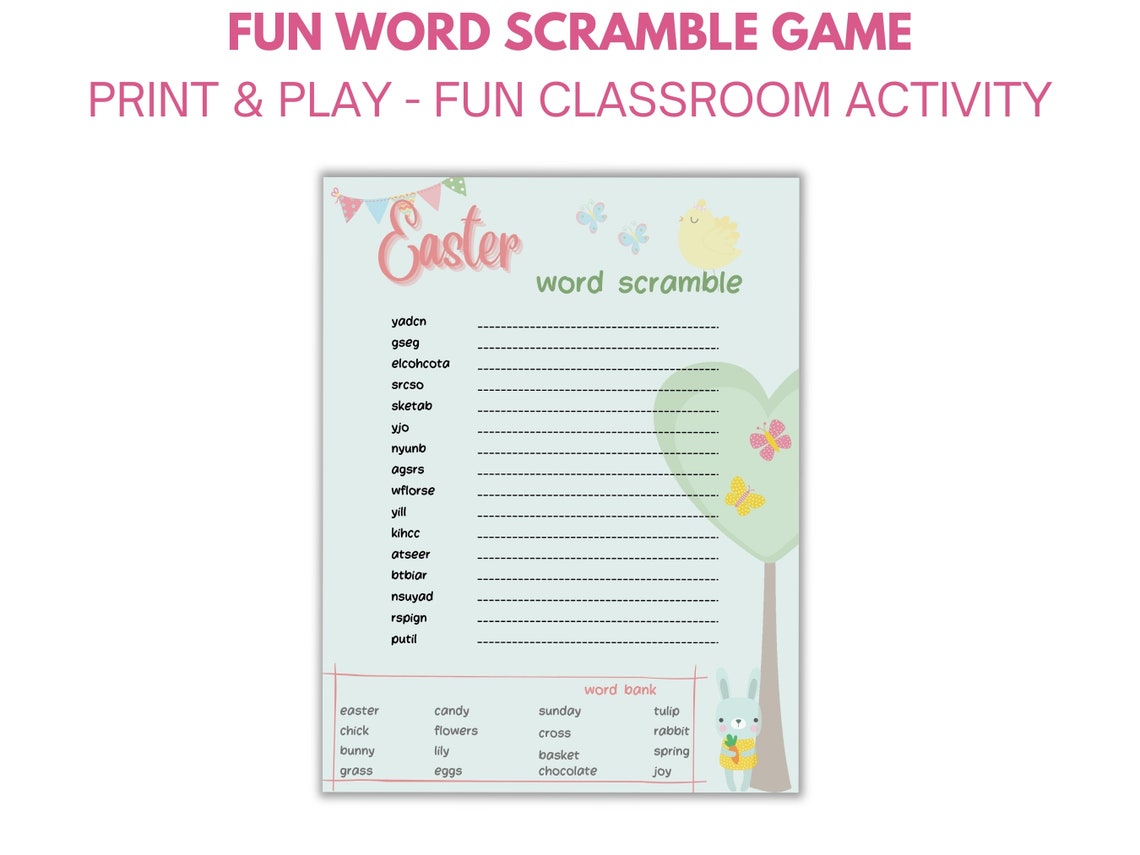 Easter Word Scramble Printable Game, an Easter Activity for Kids - Etsy