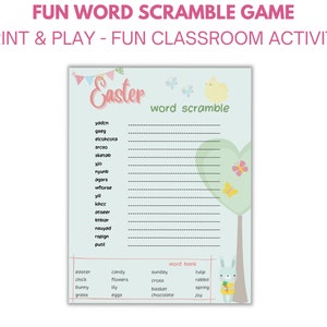 Easter Word Scramble Printable Game, an Easter Activity for Kids - Etsy