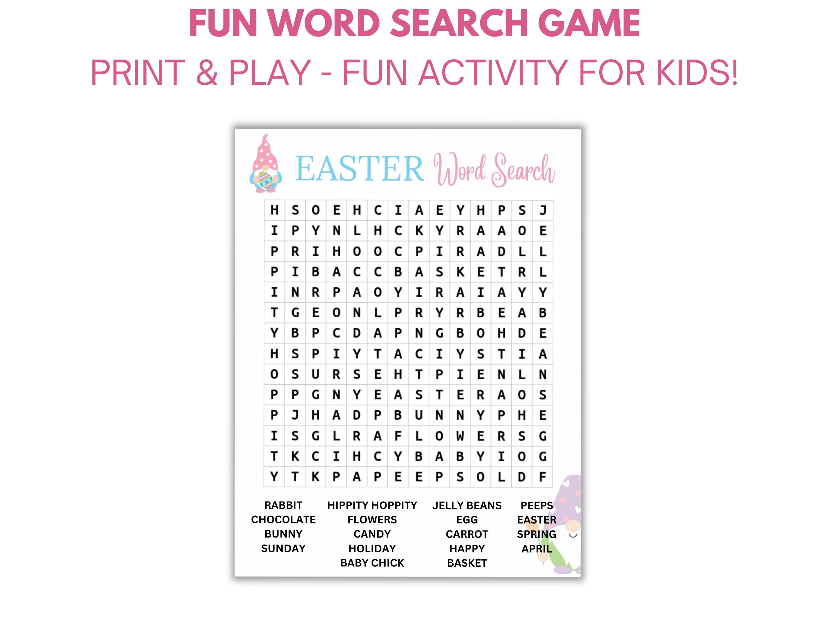 Easter Word Search Game, a Printable Activity for Kids - Etsy