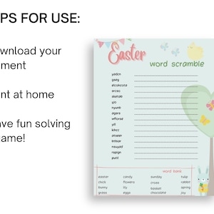 Easter Word Scramble Printable Game, an Easter Activity for Kids - Etsy