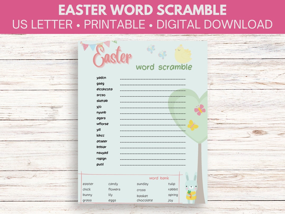 Easter Word Scramble Printable Game, an Easter Activity for Kids - Etsy