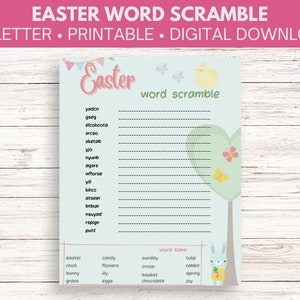 Easter Word Scramble Printable Game, an Easter Activity for Kids - Etsy