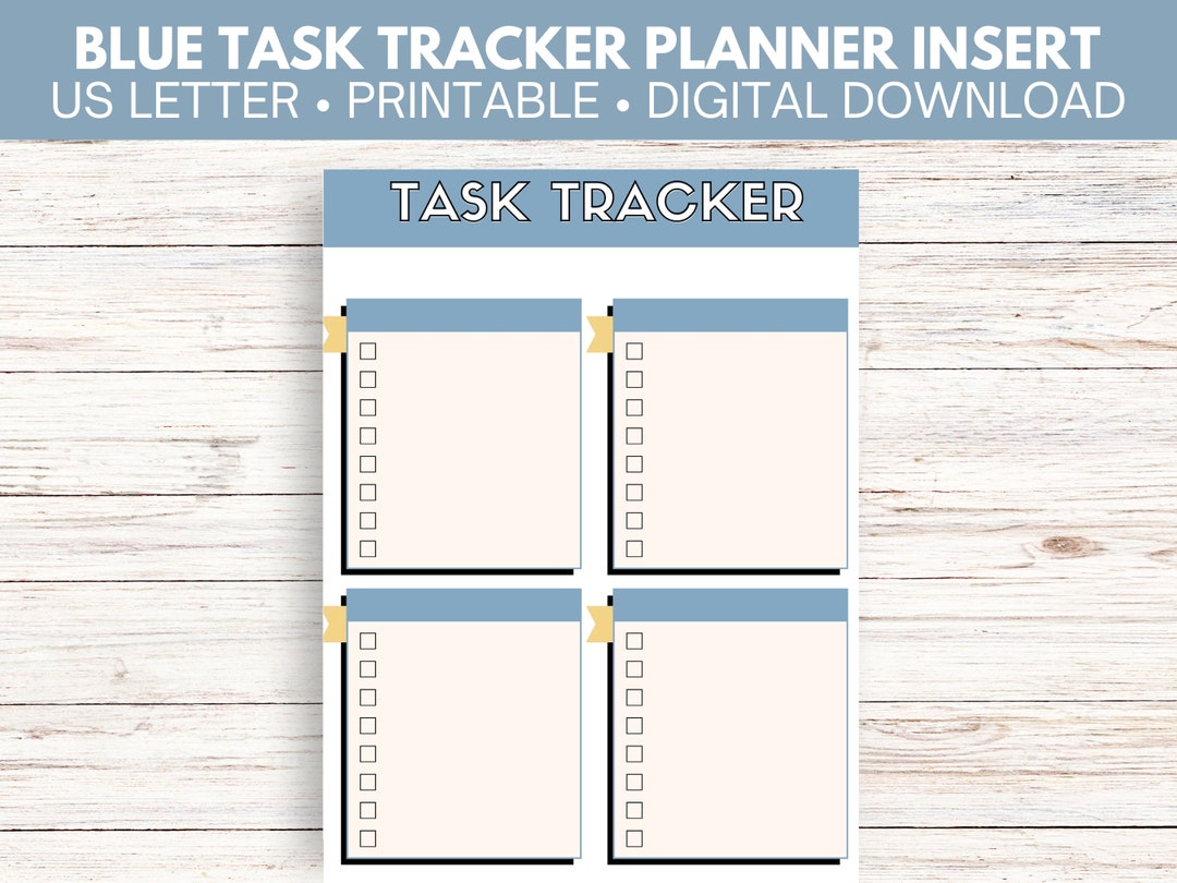 Blue Task Tracker Printable Planner Insert Page - Etsy
