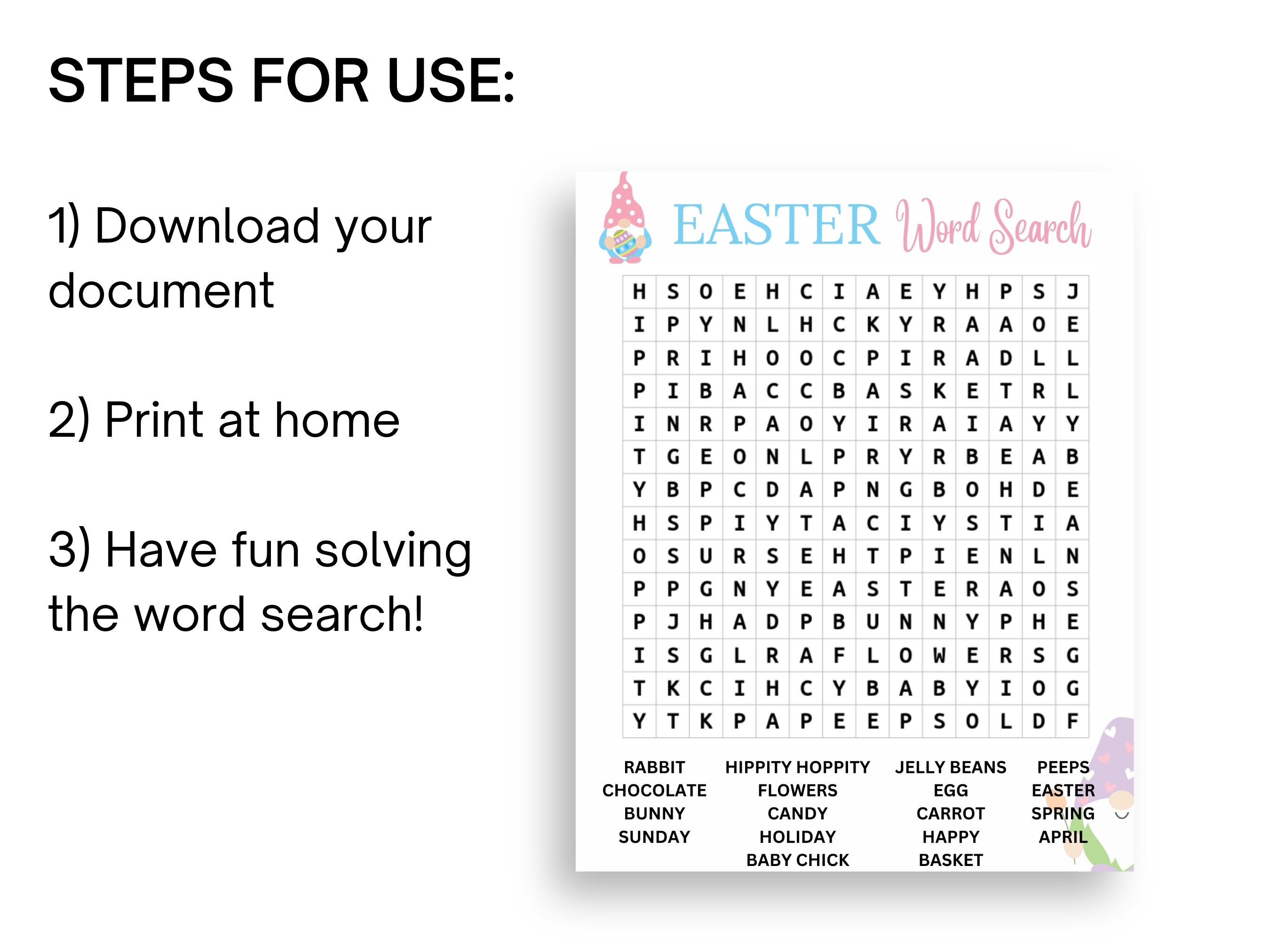 Easter Word Search Game, a Printable Activity for Kids - Etsy