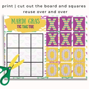 Mardi Gras Tic Tac Toe Game - It's a Reusable Printable - Etsy