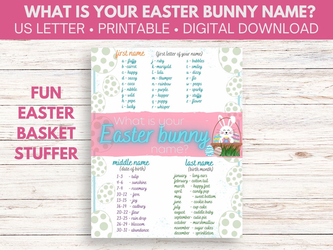 What is Your Easter Bunny Name? Printable Name Generator Game, Easter ...