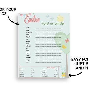 Easter Word Scramble Printable Game, an Easter Activity for Kids - Etsy