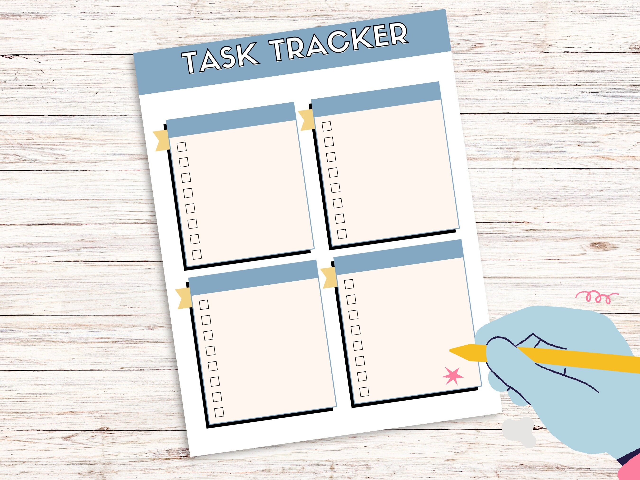 Blue Task Tracker Printable Planner Insert Page - Etsy