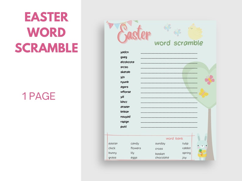 Easter Word Scramble Printable Game, an Easter Activity for Kids - Etsy