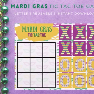 Mardi Gras Tic Tac Toe Game - It's a Reusable Printable - Etsy