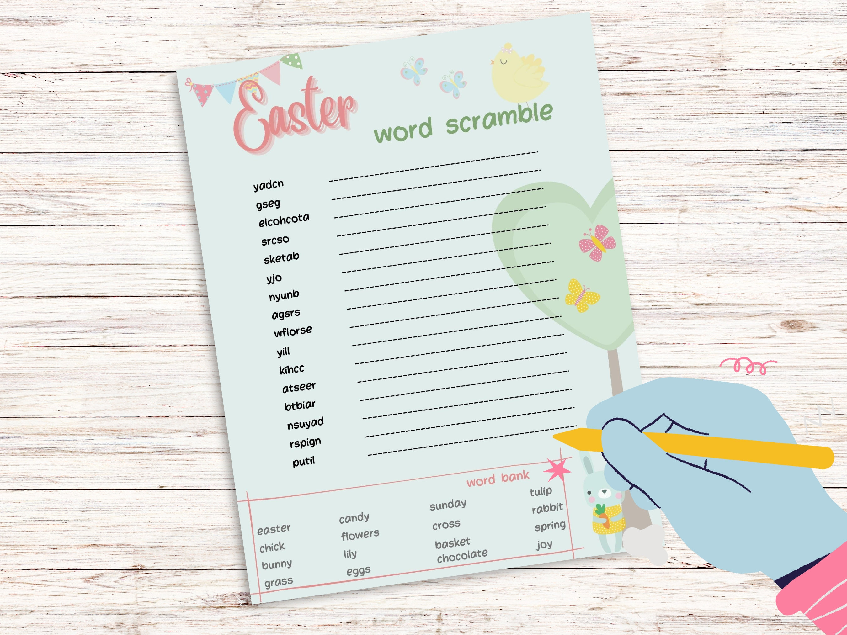 Easter Word Scramble Printable Game, an Easter Activity for Kids - Etsy