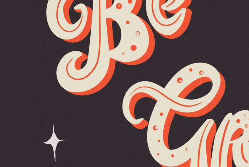 Hand Lettered Retro Art Prints Be Grand Saying Giclee Irish Gift 70s ...