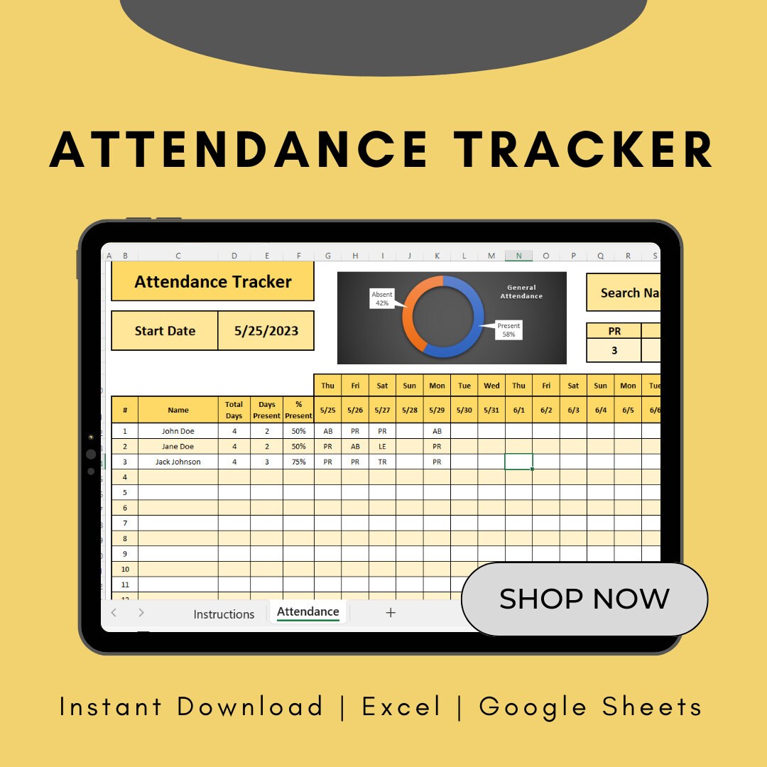 Daily Attendance Tracker Student Attendance Log Weekly Attendance ...