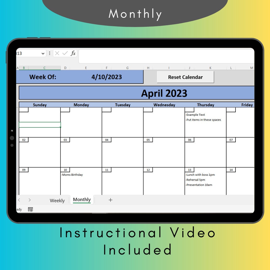 Ultimate Weekly and Monthly Planner Excel Template | Daily Digital ...