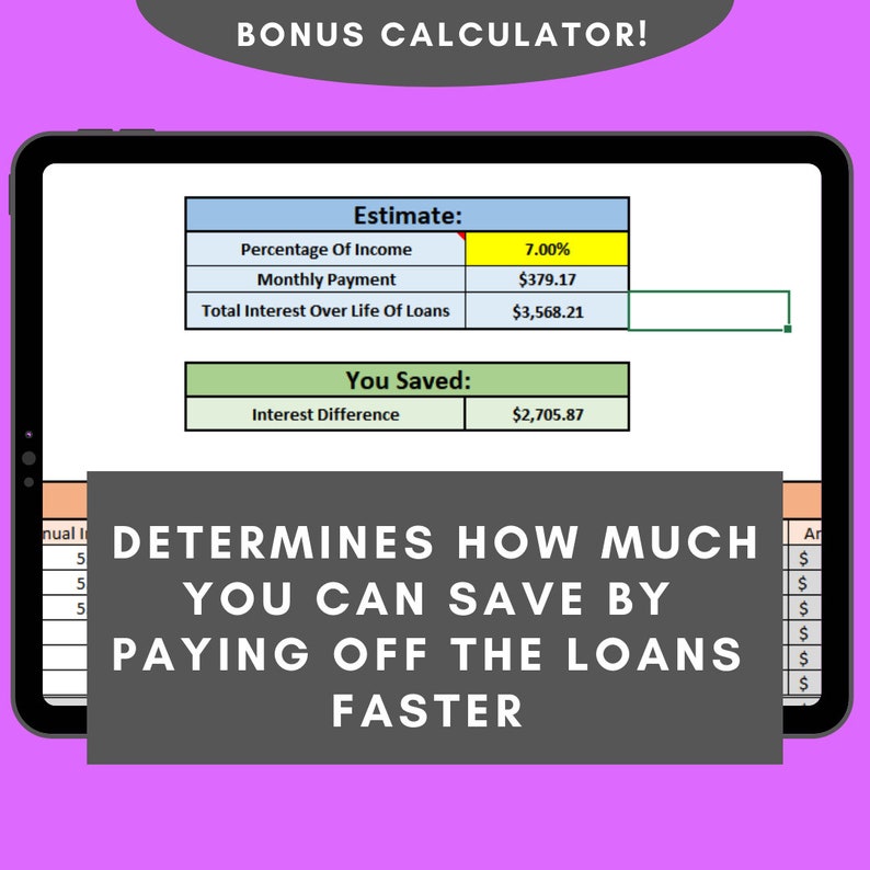 Student Loan Payoff Calculator: Excel Template (digital Download) - Etsy