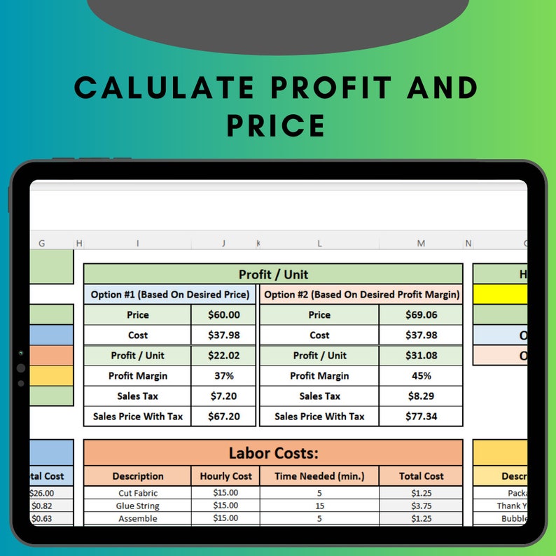 Product Pricing Calculator: Profit Margin Excel Template (digital) - Etsy