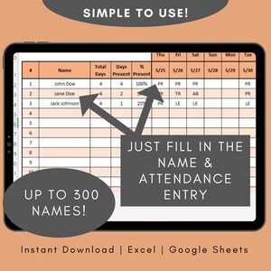 Attendance Tracker Employee Attendance School Tracker Teacher Planning ...
