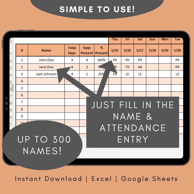 Attendance Tracker Employee Attendance School Tracker Teacher Planning ...