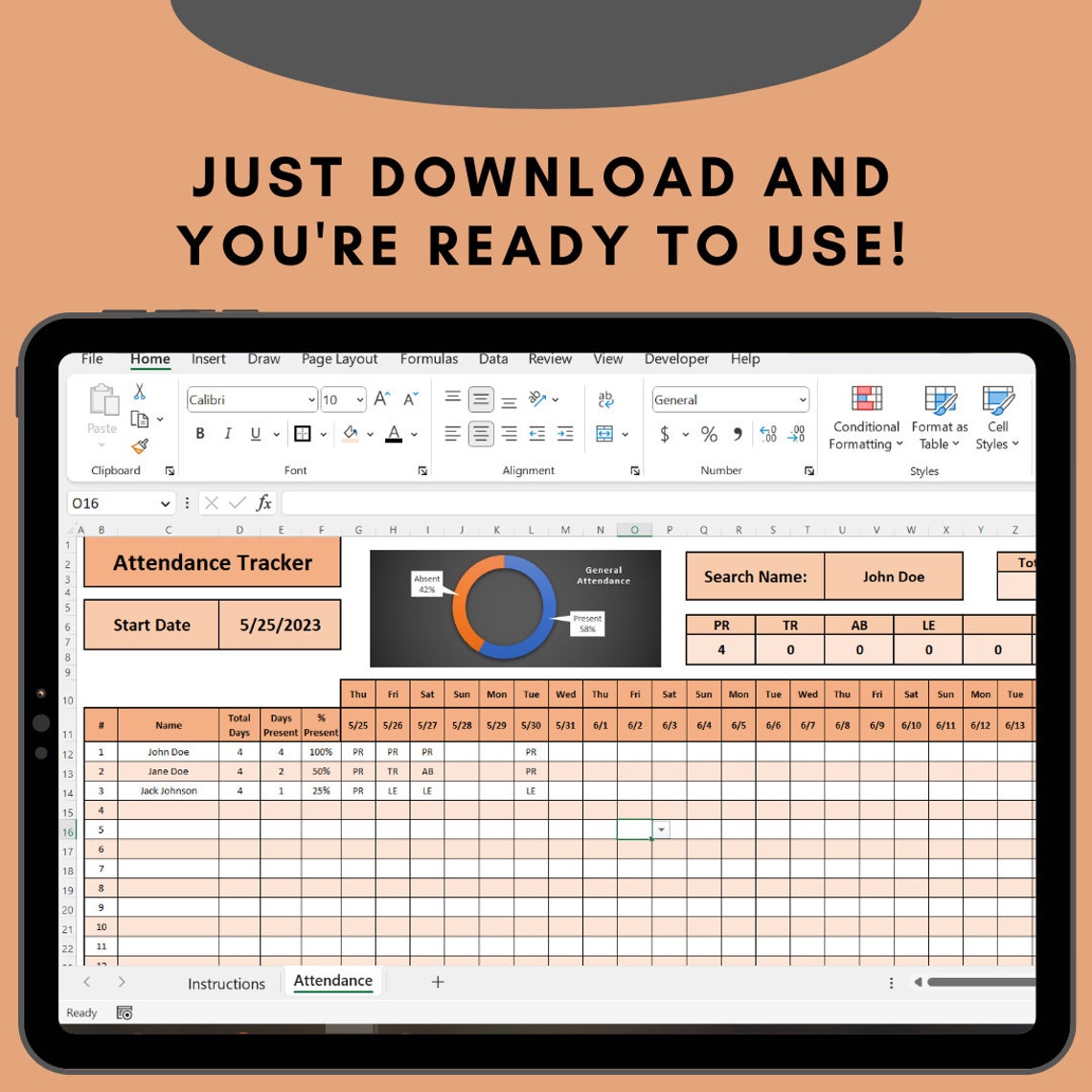 Attendance Tracker Employee Attendance School Tracker Teacher - Etsy