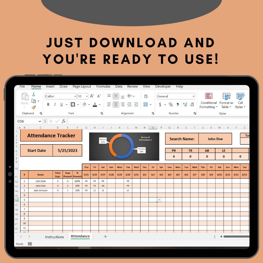 Attendance Tracker Employee Attendance School Tracker Teacher Planning ...