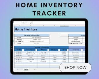 Home Inventory Template, Home Inventory Checklist, Home Inventory ...