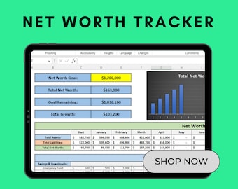 Net Worth Tracker Spreadsheet Template in Excel & Google Sheets, Net ...