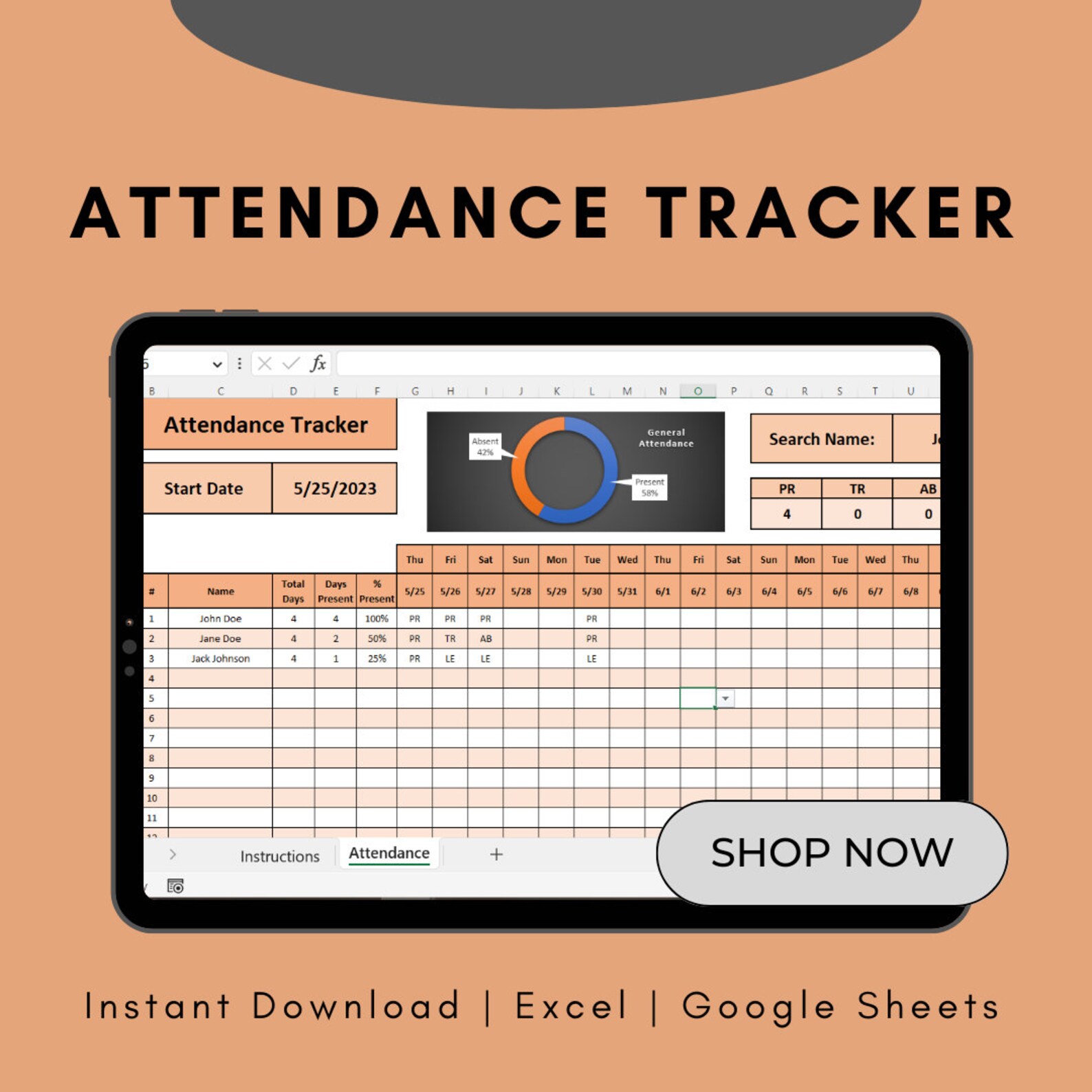 Attendance Tracker Employee Attendance School Tracker Teacher Planning ...
