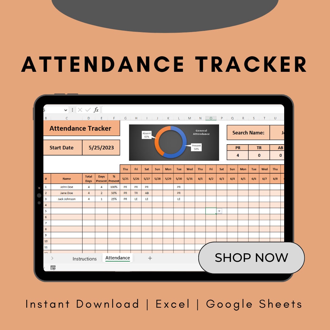 Attendance Tracker Employee Attendance School Tracker Teacher Planning ...