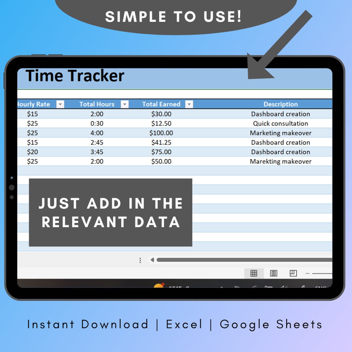 Freelance Time Tracker: Excel Template With Dashboard - Etsy
