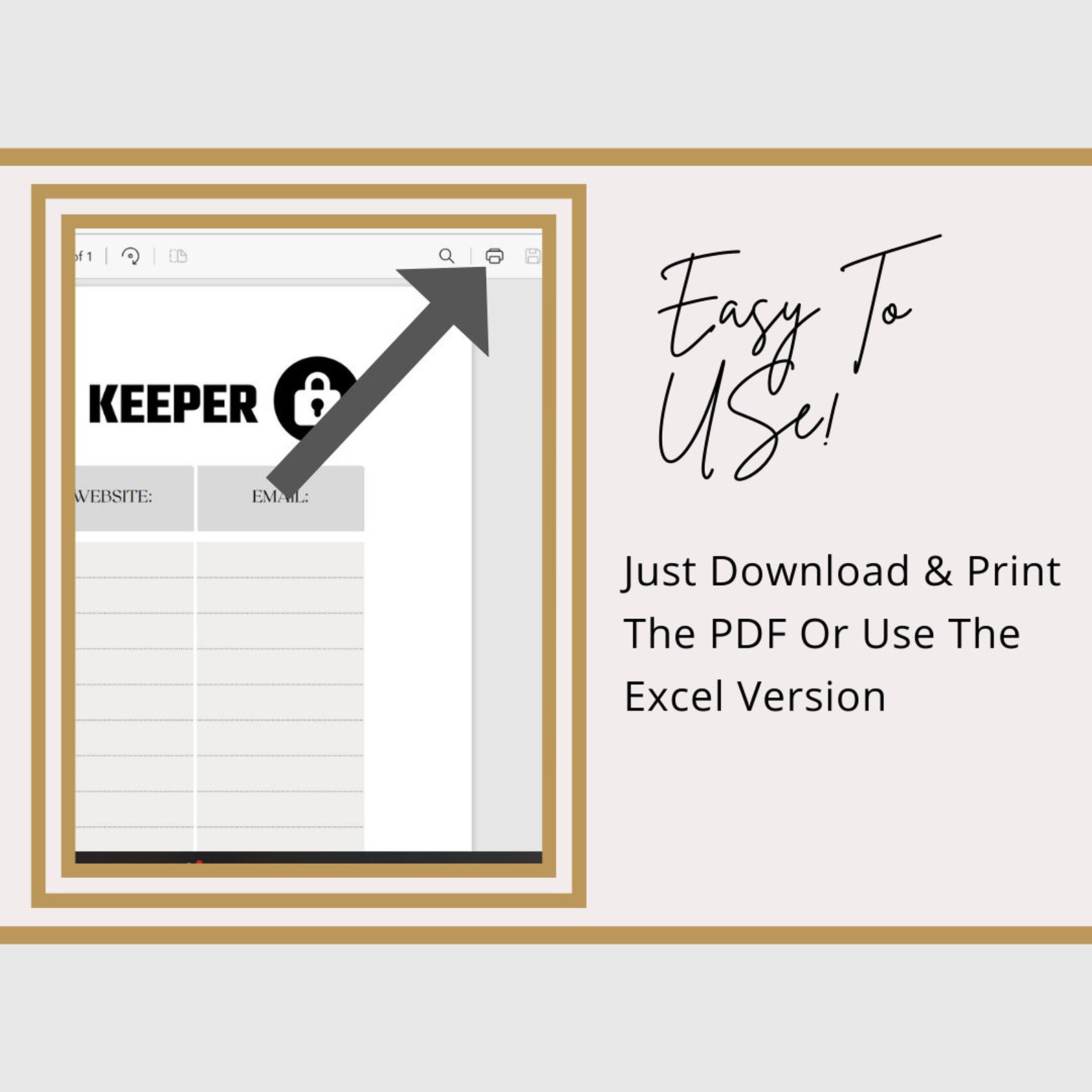 Printable Password Tracker | Password Keeper Excel Template | Password ...