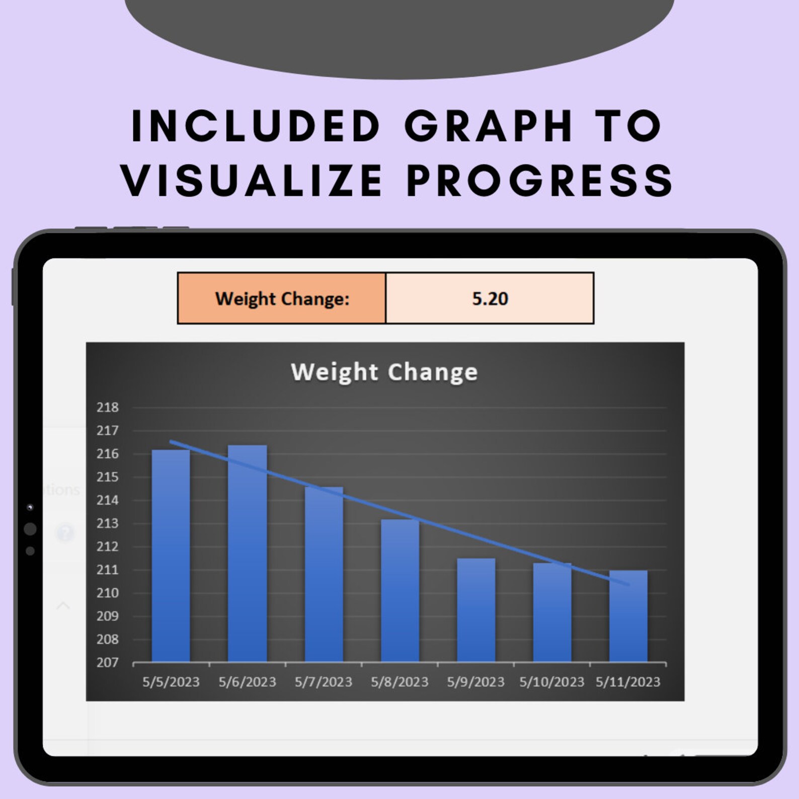 Weight Loss Journal Excel Spreadsheet, Weight Loss Tracker, Weight Loss ...