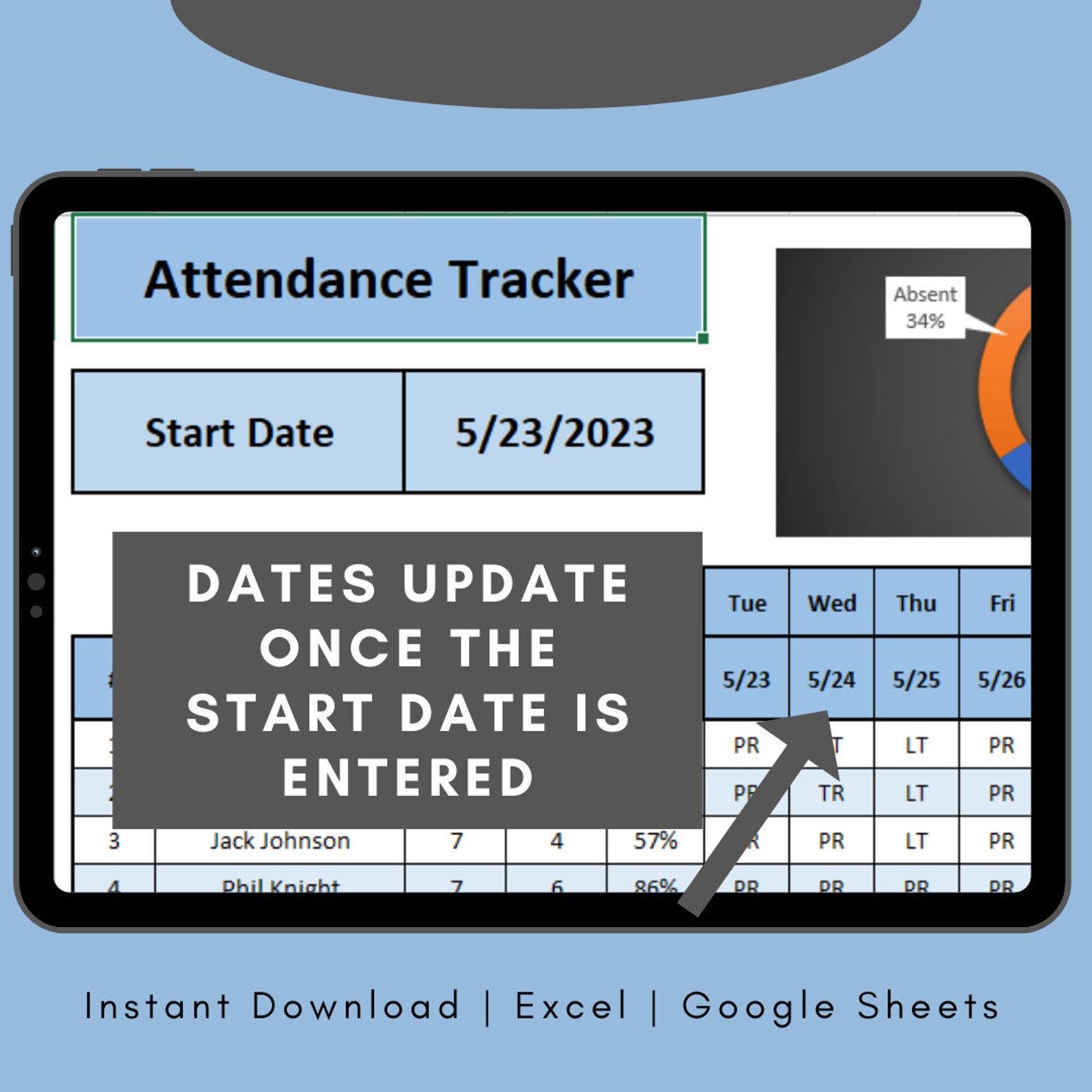 Employee Attendance Tracker Excel Spreadsheet (digital Template) - Etsy