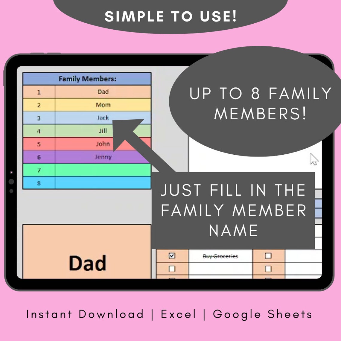 Family Chore Chart Excel Spreadsheet Template, Cleaning List Template ...